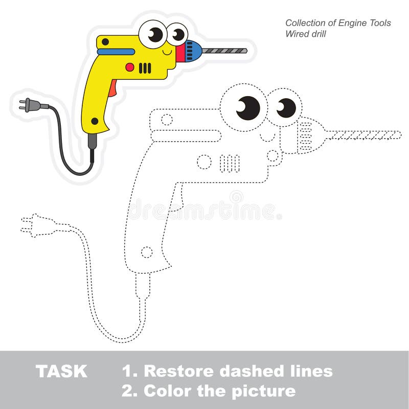 Trace Game for Engine Tool. Object from Set of Power Tools. Stock ...