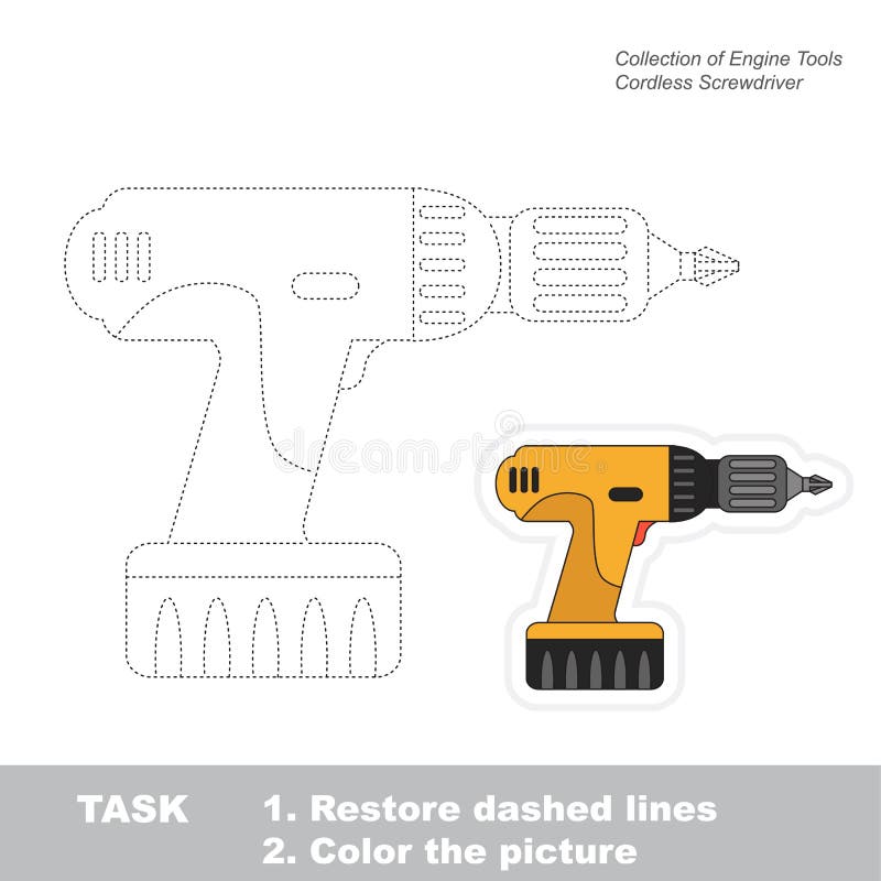 Trace Game for Engine Tool. Object from Set of Power Tools. Stock ...