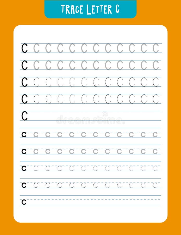 Trace Letter C Practice Sheet for Preschool and Kindergarten Learning ...