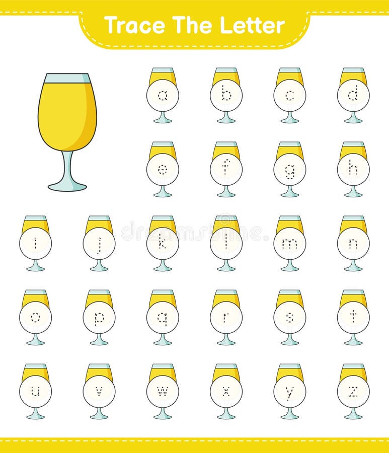 Trace the Letter. Tracing Letter with Cocktail Stock Vector ...
