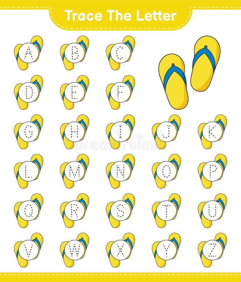 Trace the Letter. Tracing Letter with Flip Flop Stock Vector ...