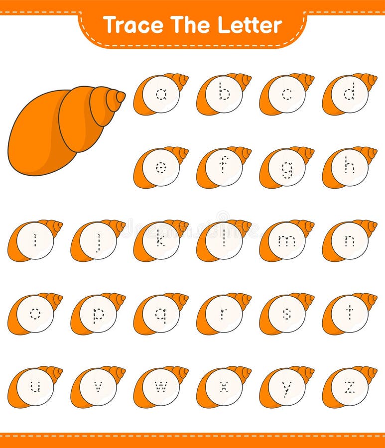 Trace the Letter. Tracing Letter with Sea Shells Stock Vector ...