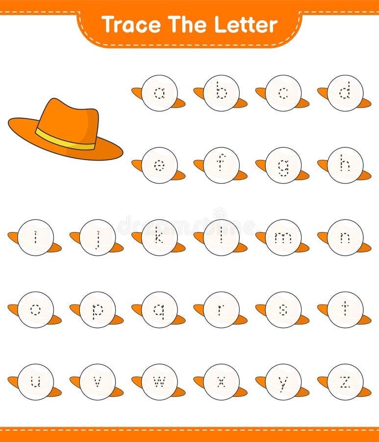 Trace the Letter. Tracing Letter with Summer Hat Stock Vector ...
