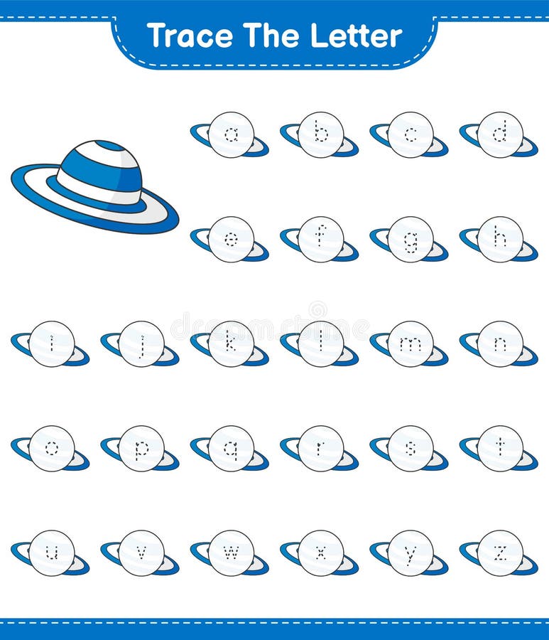 Trace the Letter. Tracing Letter with Summer Hat Stock Vector ...