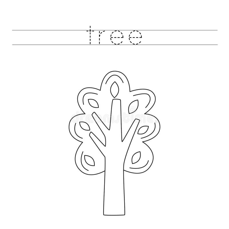 Trace the Letters and Color Autumn Tree. Handwriting Practice for Kids ...