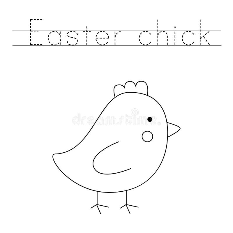 Trace the Letters and Color Cute Easter Chicken. Handwriting Practice ...
