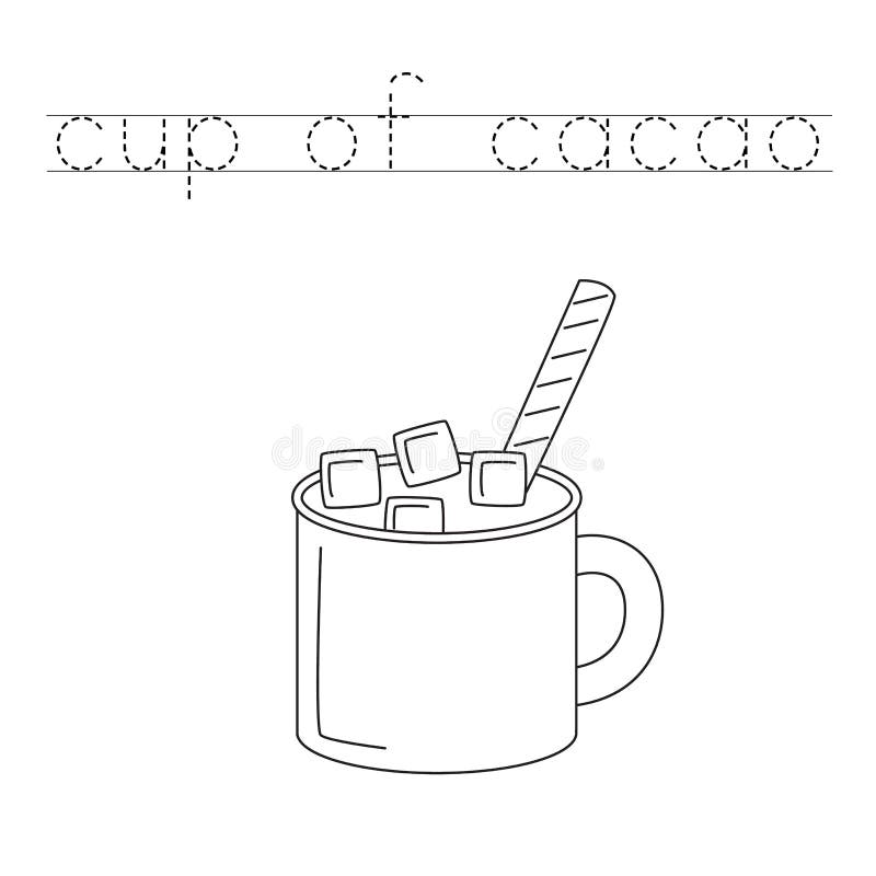 Trace the Letters and Color Cacao Cup. Handwriting Practice for Kids ...