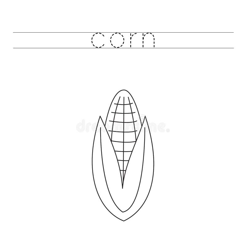 Trace the Letters and Color Corn. Handwriting Practice for Kids Stock ...