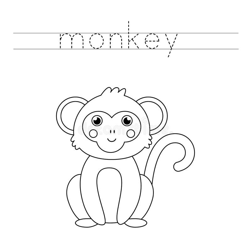 Trace the Letters and Color Cute Monkey. Handwriting Practice for Kids ... Trace the Letters and Color Cute Monkey. Handwriting Practice for Kids ...