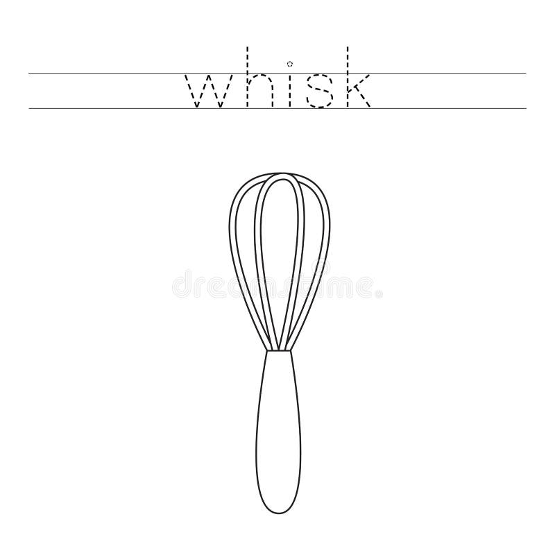 Trace the Letters and Color Whisk. Handwriting Practice for Kids. Stock ...