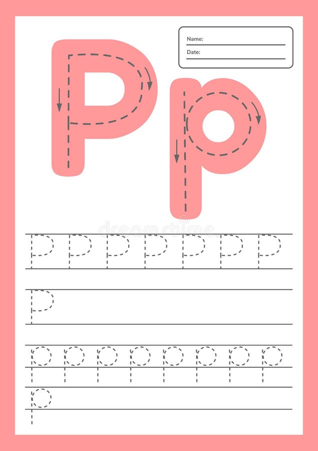Trace Letters Worksheet A4 for Kids Preschool and School Age. Stock ...