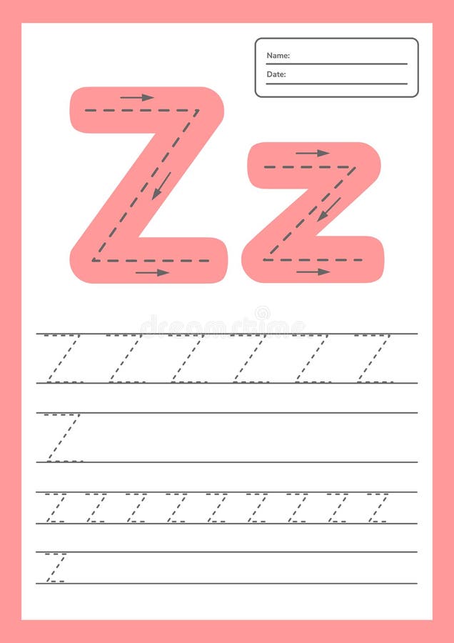 Trace Letters Worksheet A4 for Kids Preschool and School Age. Stock ...