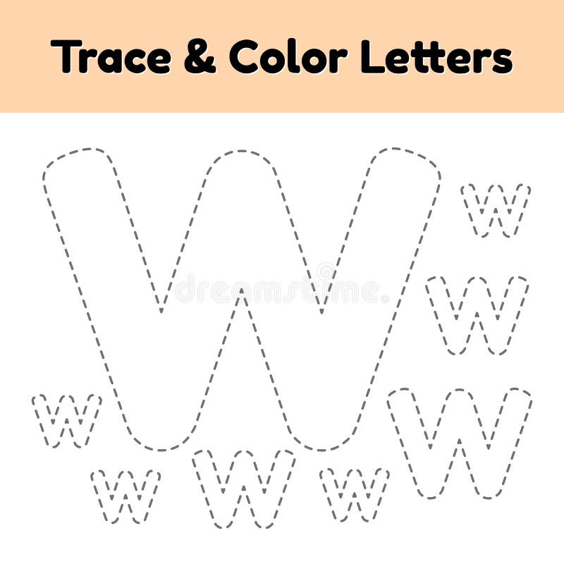 Trace Line Letter for Kindergarten and Preshool Kids. Write and Color W ...