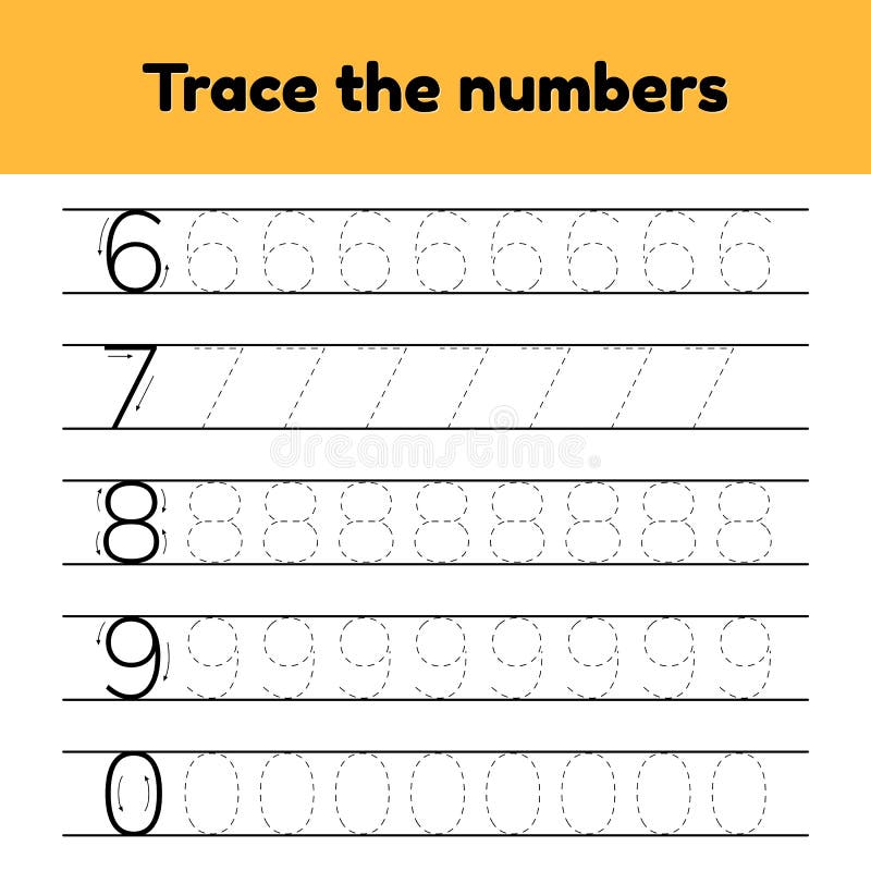 Trace Line Numbers for Kindergarten and Preshool Kids Stock Vector ...