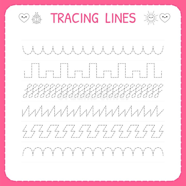 Trace Line Worksheet for Kids. Trace the Pattern. Working Pages for ...