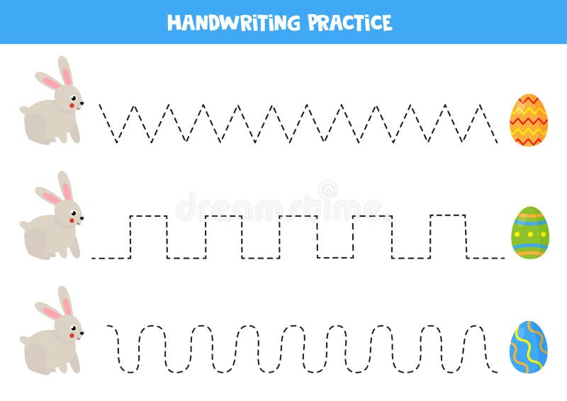 Trace the Lines with Cute Rabbit and Easter Eggs. Stock Vector ...