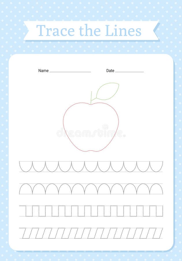 Trace Lines Worksheet. Educational Practice for Kids Workbook. Vector ...