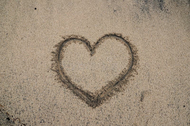 Trace love in desert beach stock photo. Image of natural - 132619458