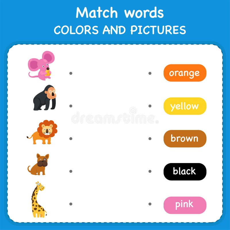 Trace and Match Words with Pictures. Educational Worksheet for ...
