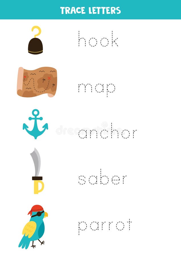 Trace the Names of Cute Pirate Elements. Stock Vector - Illustration of ... Trace the Names of Cute Pirate Elements. Stock Vector - Illustration of ...