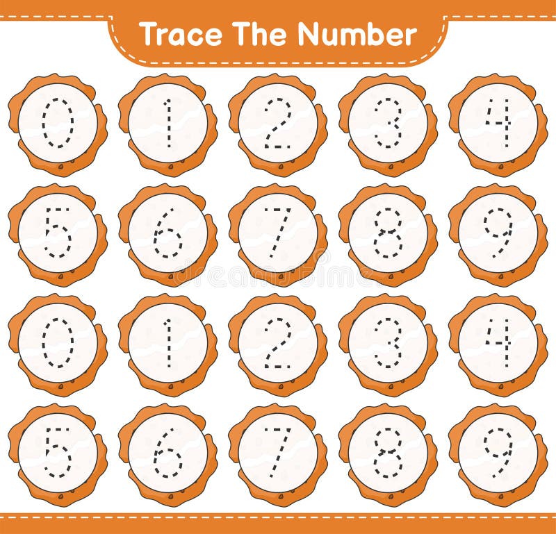 Trace the Number. Tracing Number with Cookie Stock Vector ...