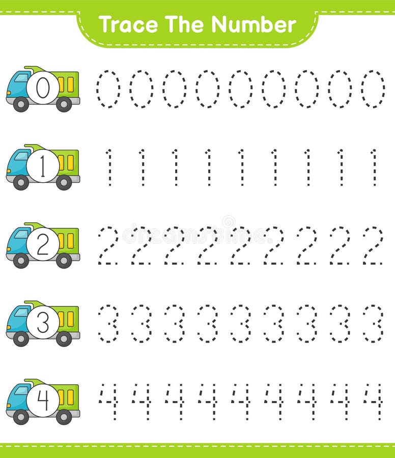 Trace the Number. Tracing Number with Lorry Stock Vector - Illustration ...