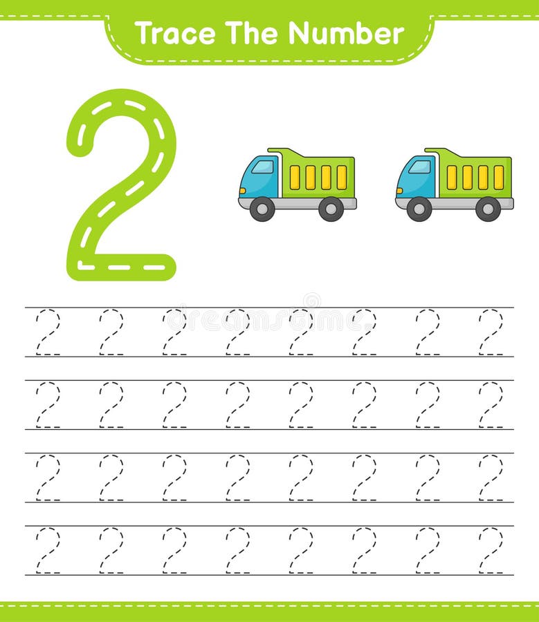 Trace the Number. Tracing Number with Lorry Stock Vector - Illustration ...
