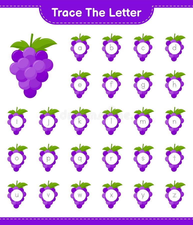 Trace the Letter. Tracing Letter with Grape. Educational Children Game ...