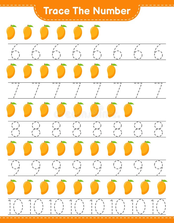 Trace the Number. Tracing Number with Mango. Educational Children Game ...