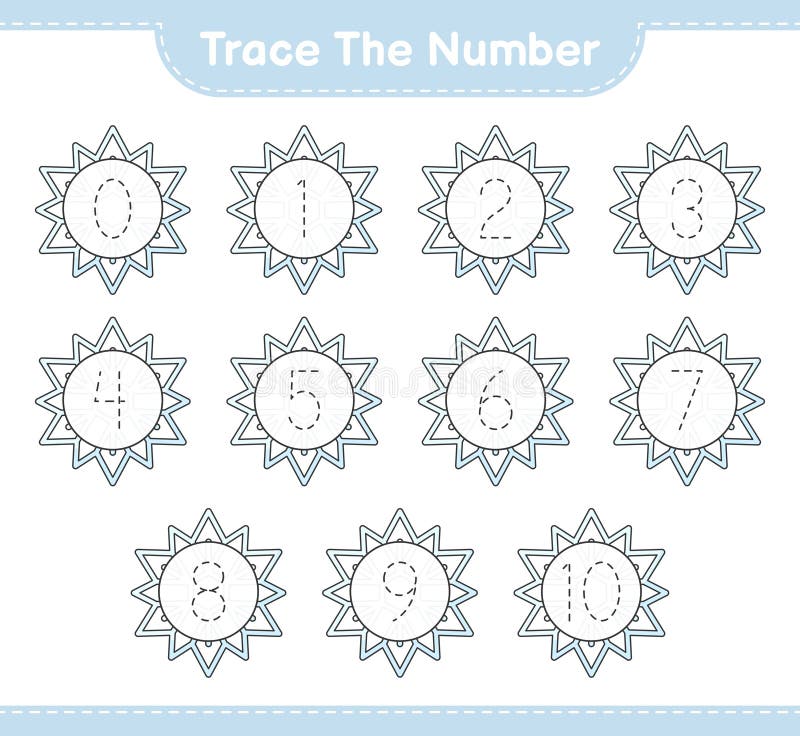 Trace the Number. Tracing Number with Snowflake Stock Vector ...