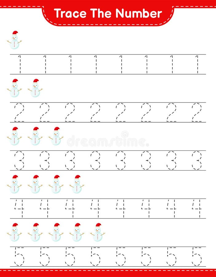 Trace the Number. Tracing Number with Rubber Duck Stock Vector ...