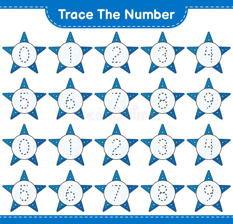 Trace the Number. Tracing Number with Starfish Stock Vector ...