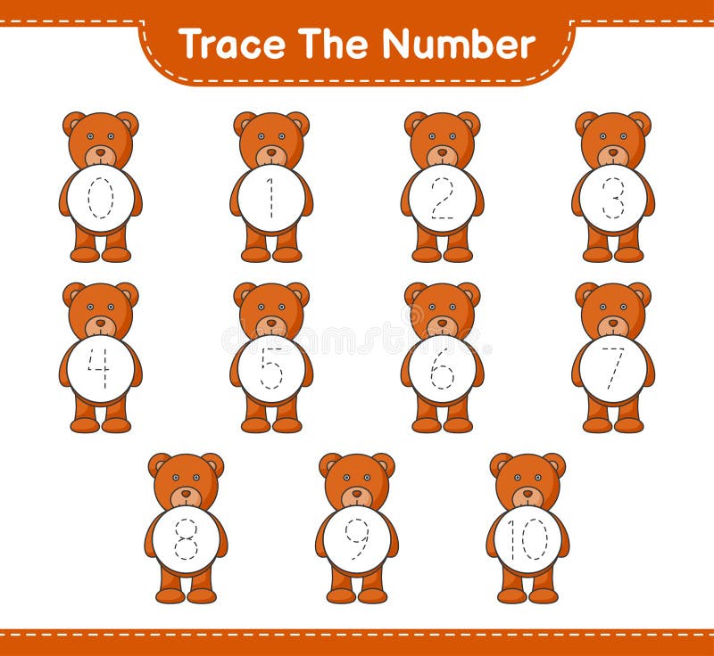 Trace the Number. Tracing Number with Teddy Bear Stock Vector ...