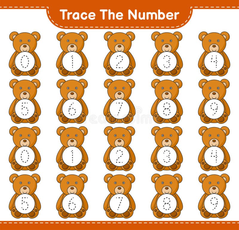 Trace the Number. Tracing Number with Teddy Bear Stock Vector ...