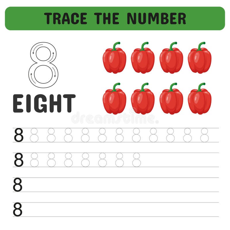 Trace the Number . Tracing Number Worksheet for Kindergarten, Preschool ...