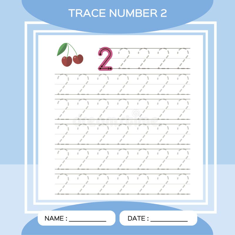 Trace Number 2. Two. Children Educational Game. Kids Learning Material ...