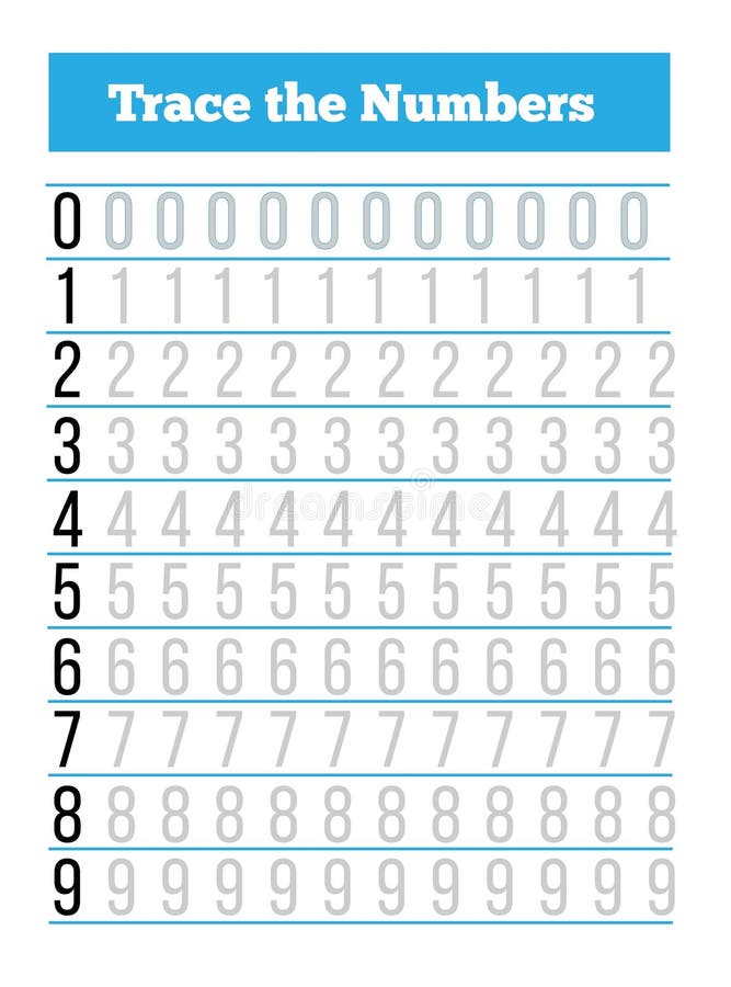 Trace the Numbers Educational Material for a Child Stock Vector ...
