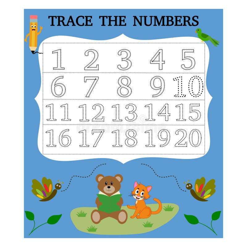 Trace the Numbers from 1 To 20 Stock Photo - Illustration of learning ... Trace the Numbers from 1 To 20 Stock Photo - Illustration of learning ...