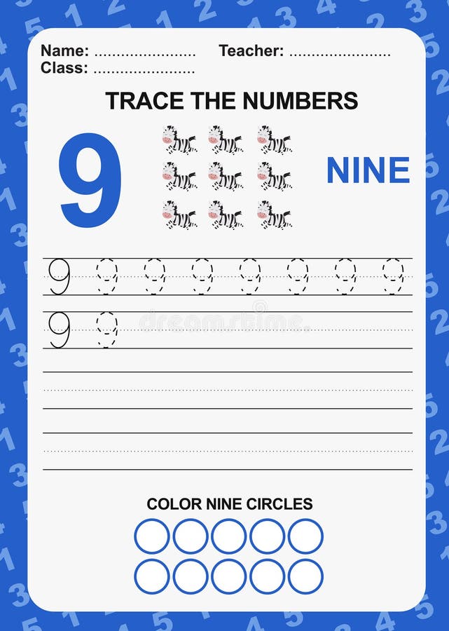 Trace and Write Number for Children. Exercise for Children To Recognize ...