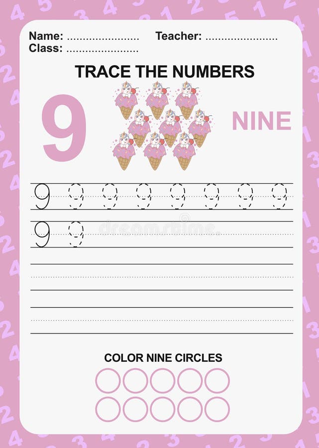 Trace and Write Number for Children. Exercise for Children To Recognize ...