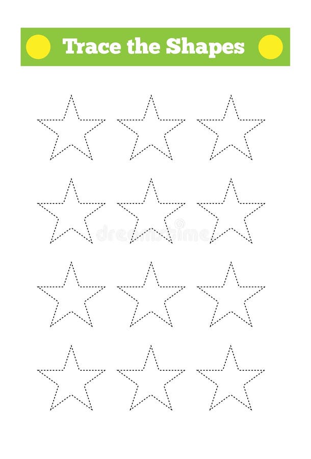Trace the Star Shapes Handwriting Practice Stock Vector - Illustration ...