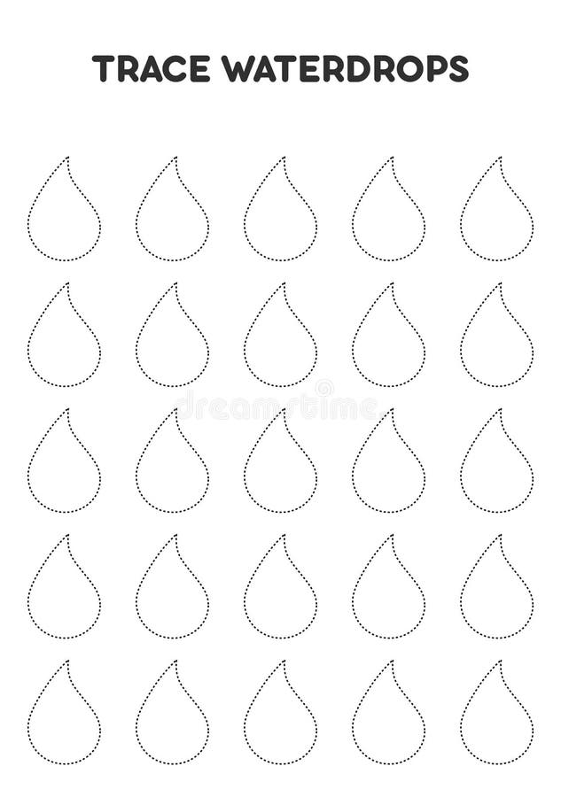 Trace Waterdrops. Worksheets for Kids. Preschool Education Stock Vector ...