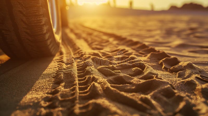 Trace of Wheels on the Sand Stock Photo - Image of tyre, trace: 307541138