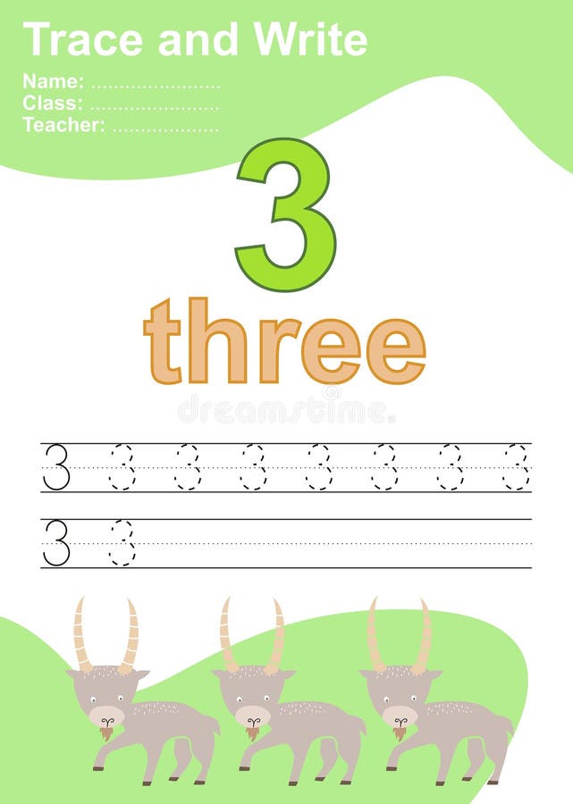 Trace and Write Number for Children Recognize Number Stock Vector ... Trace and Write Number for Children Recognize Number Stock Vector ...