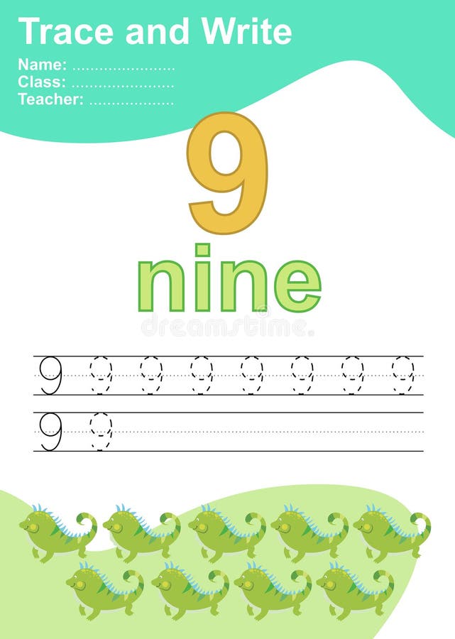 Trace and Write Number Worksheet for Children Stock Vector ...