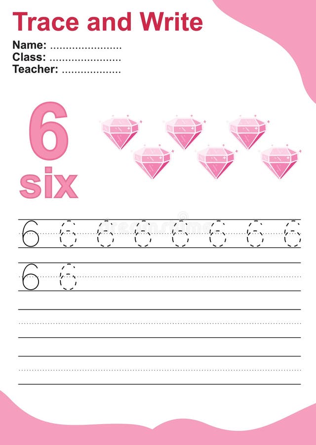 Numbers Exercise Six Stock Illustrations – 86 Numbers Exercise Six ...