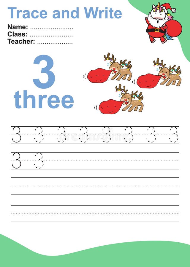 Trace and Write Number for Children. Exercise for Children To Recognize ...