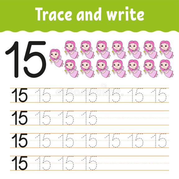 Trace and Write. Number 15. Handwriting Practice. Learning Numbers for ...