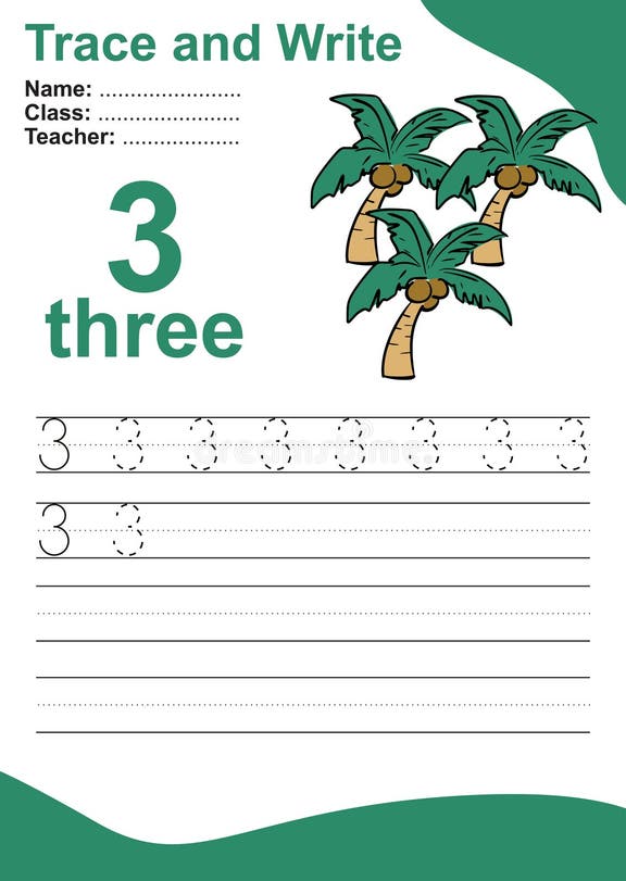 Trace and Write Worksheet for Kids Stock Vector - Illustration of ...