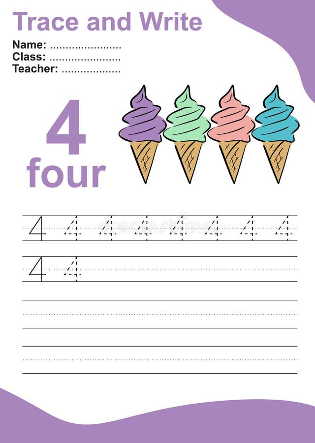 Trace and Write Worksheet for Kids Stock Vector - Illustration of game ...